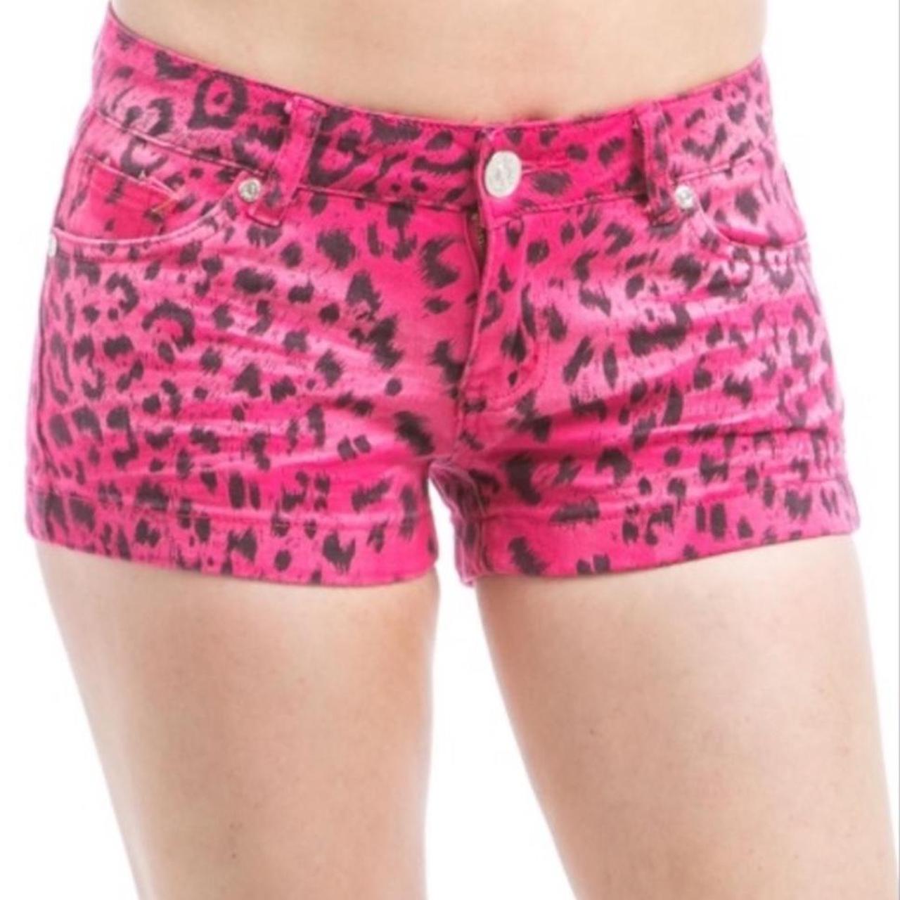 Hot Pink Leopard Scene Queen Shorts -Looks more... - Depop
