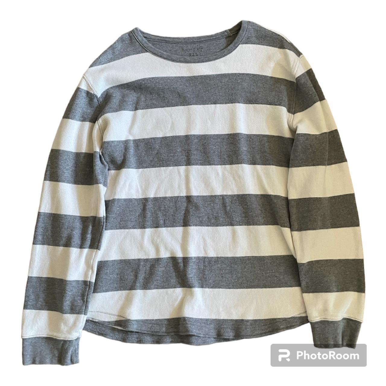 Cool white and grey striped long sleeve Size xxl No... - Depop