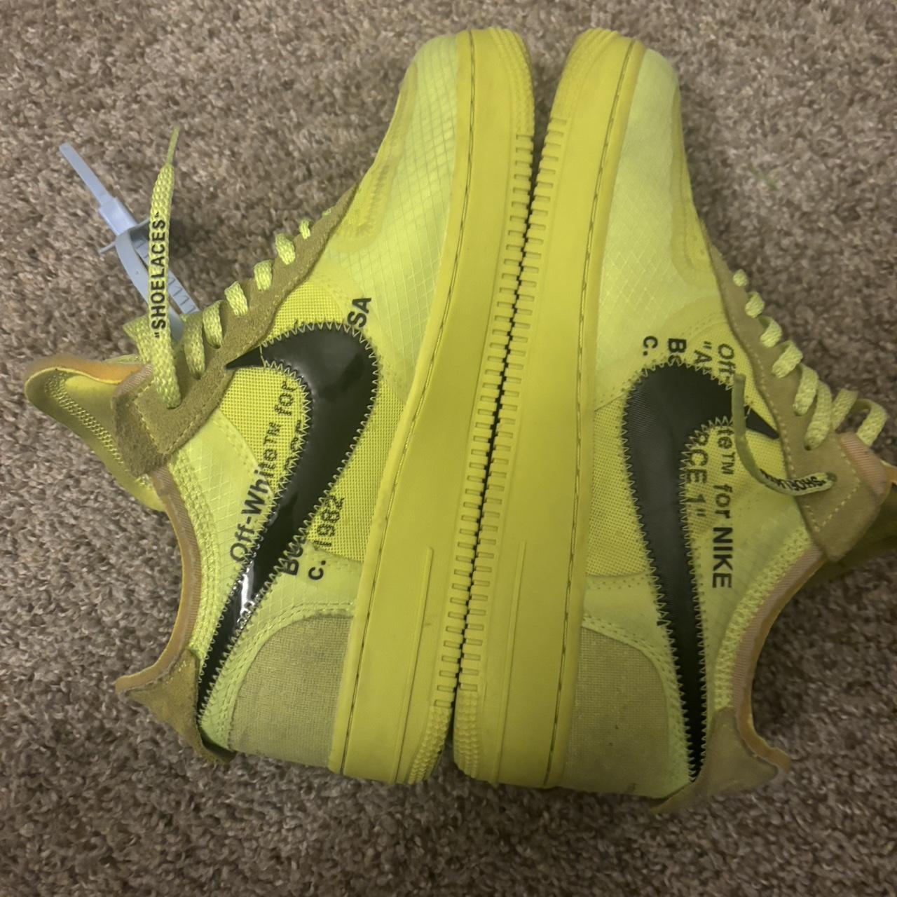 off white neon green air force 1s ( text me before... - Depop