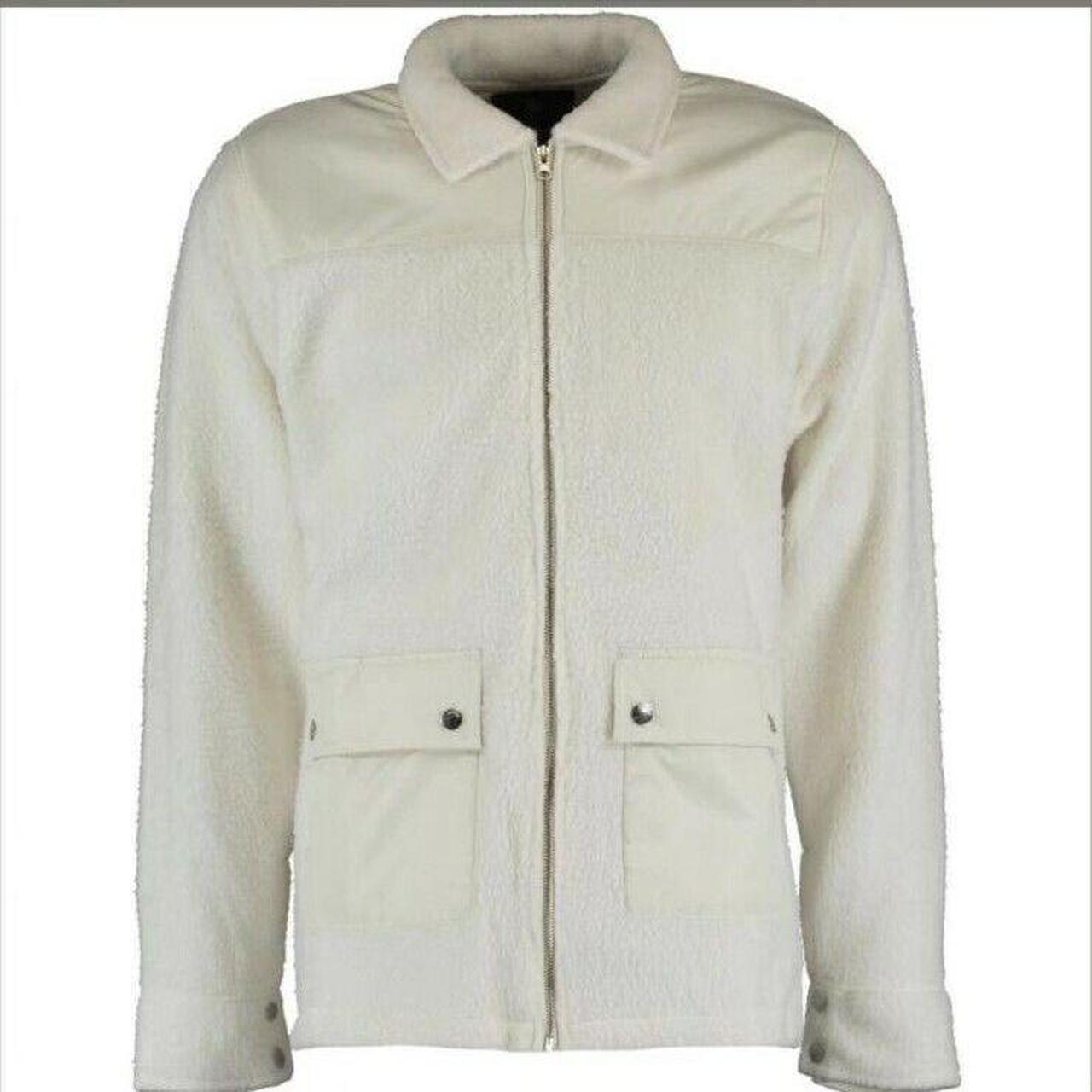 NERVE MEN CREAM FLEECE JACKET PULLOVER UK SIZE L RRP... - Depop