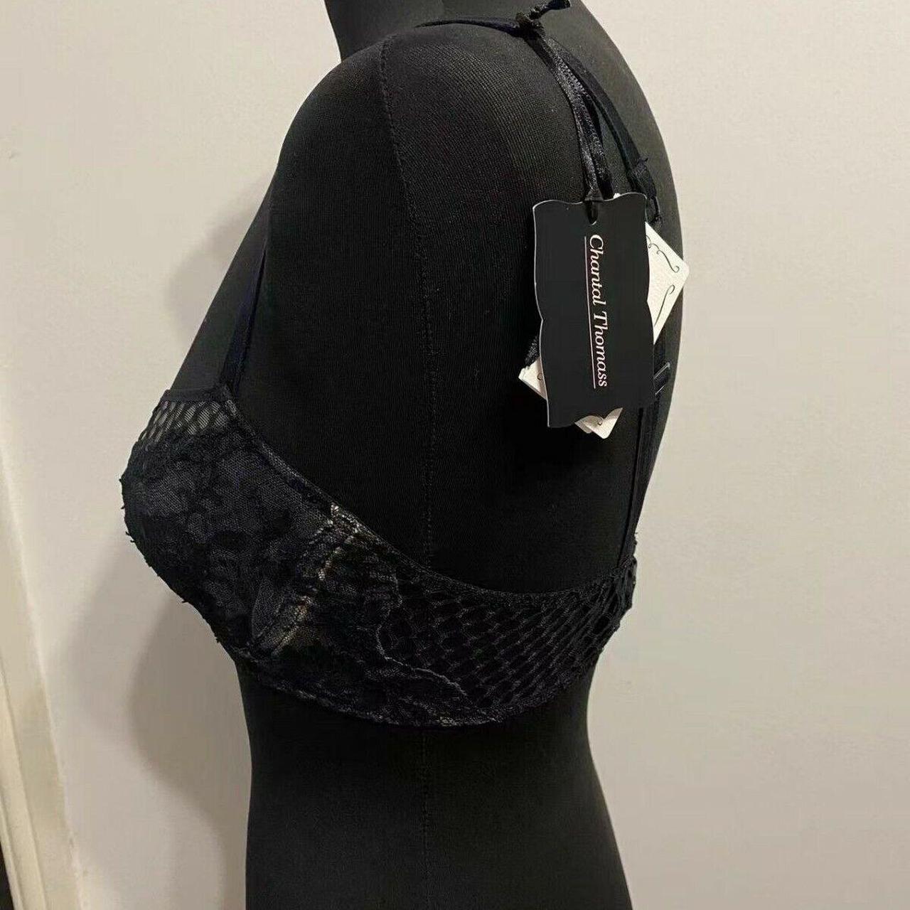 CHANTAL THOMASS Black Floral Mesh Bra 32D... - Depop