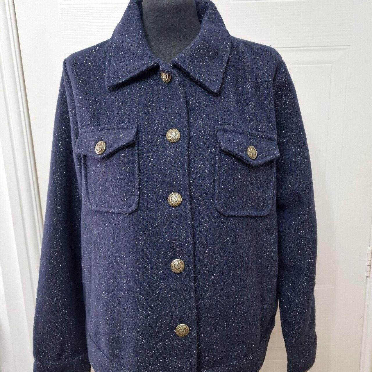 Ana Jakobs Womens Blue Gold Dots Jacket Size L 14 New. - Depop