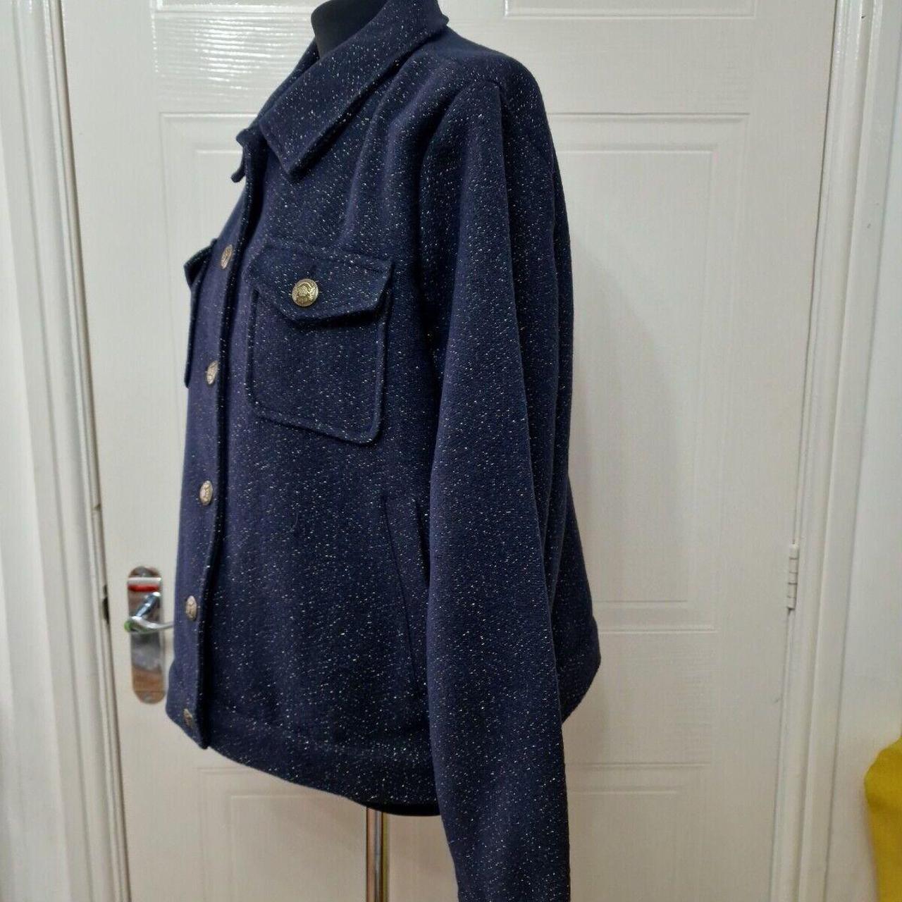 Ana Jakobs Womens Blue Gold Dots Jacket Size L 14 New. - Depop