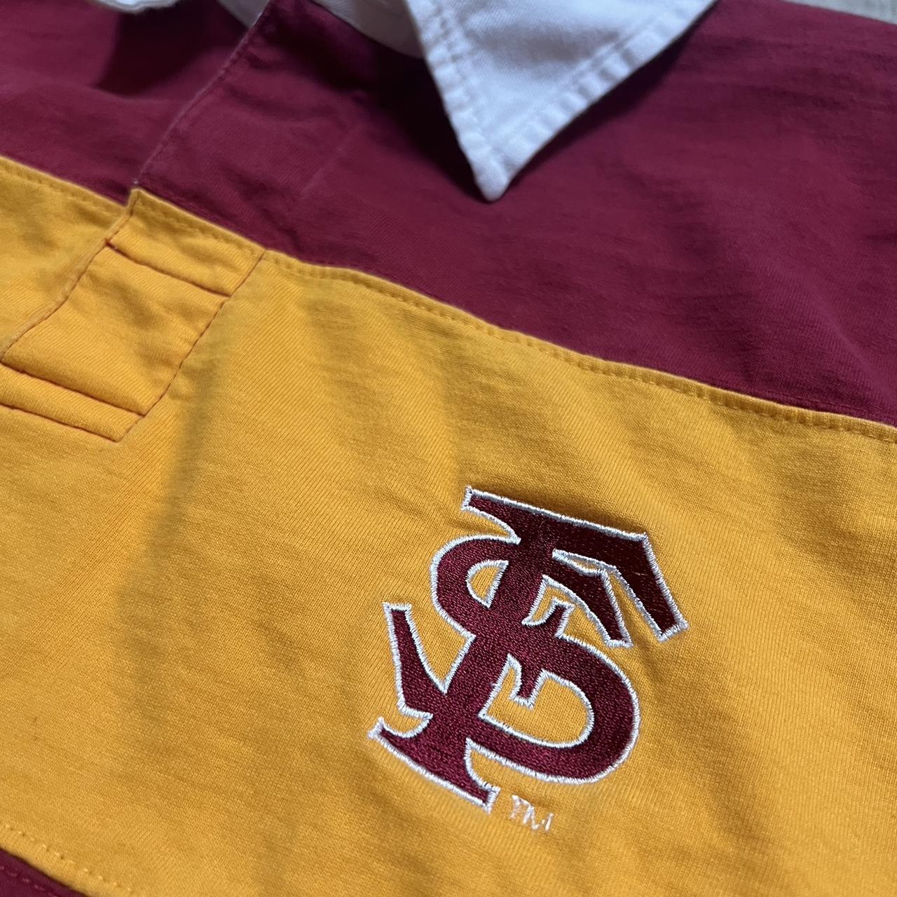 Vintage FSU long sleeve stripped embroidered polo... - Depop