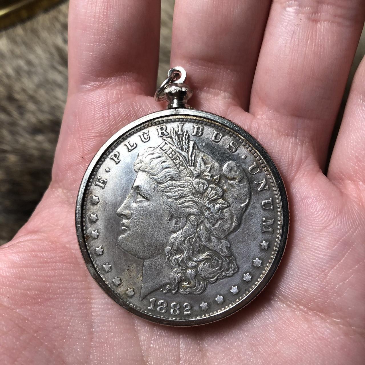 Vintage COPY 1882 Morgan silver dollar pendant.... - Depop