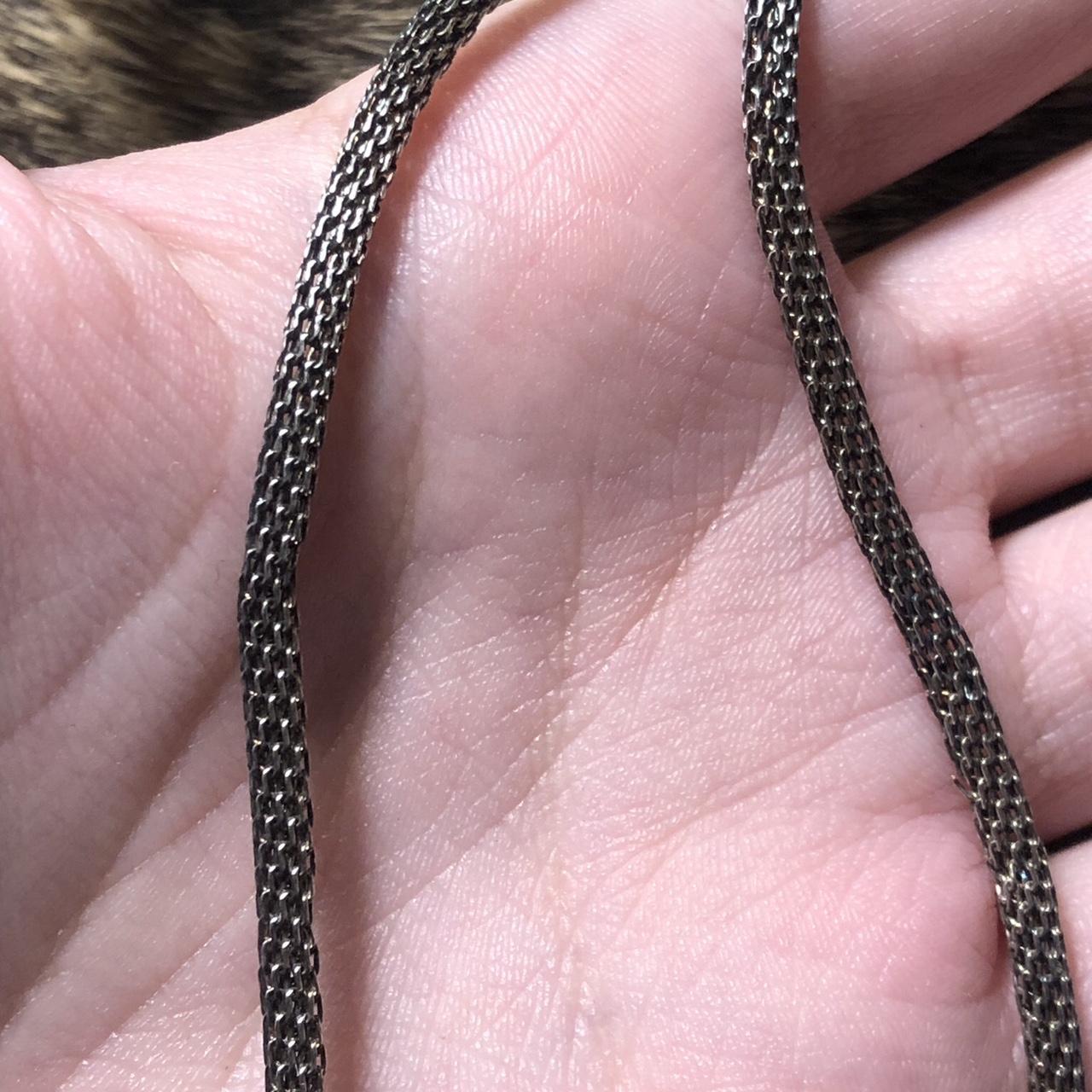 Vintage sterling silver Italian mesh chain necklace.... - Depop