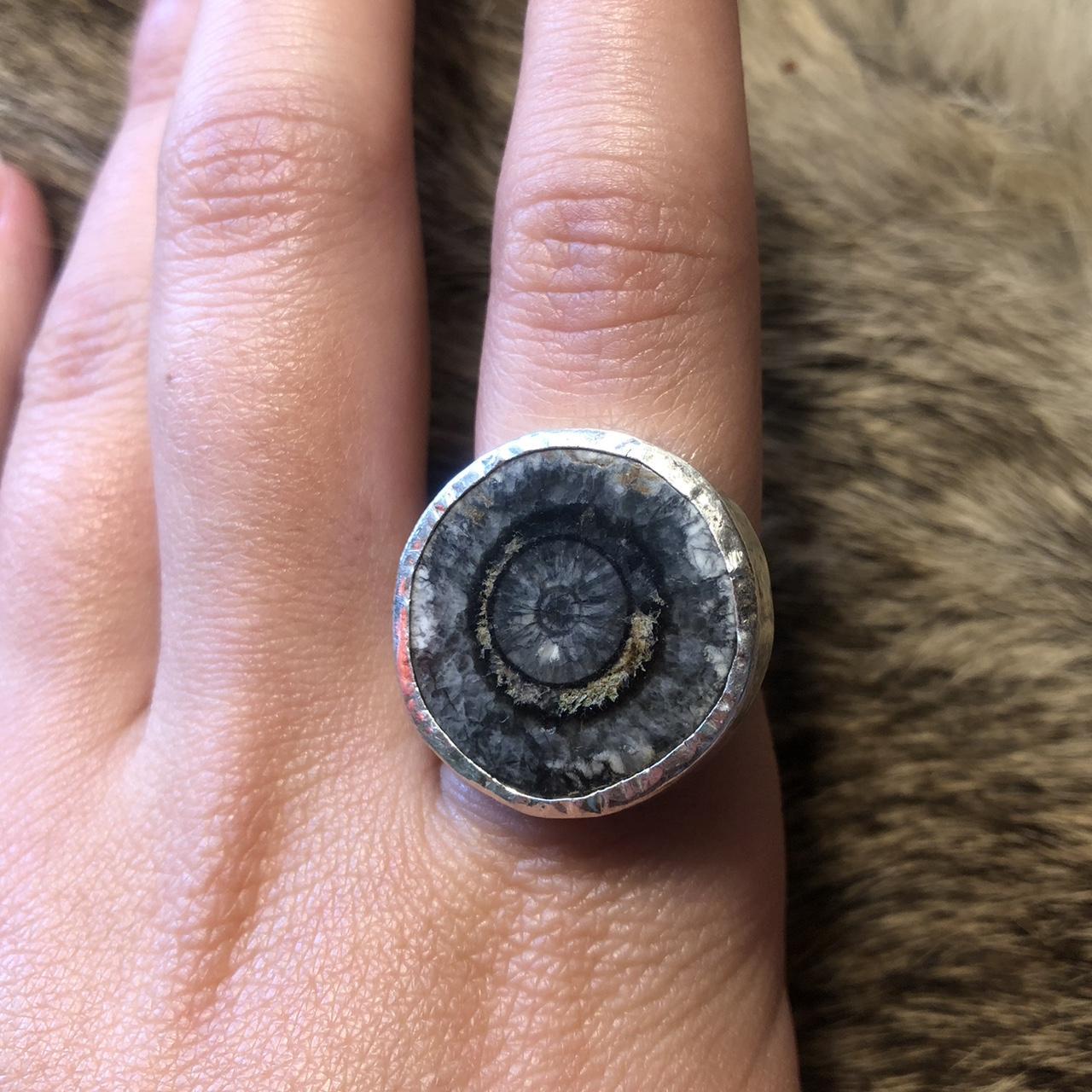 Sterling silver solar quartz ring. Grey solar quartz... - Depop