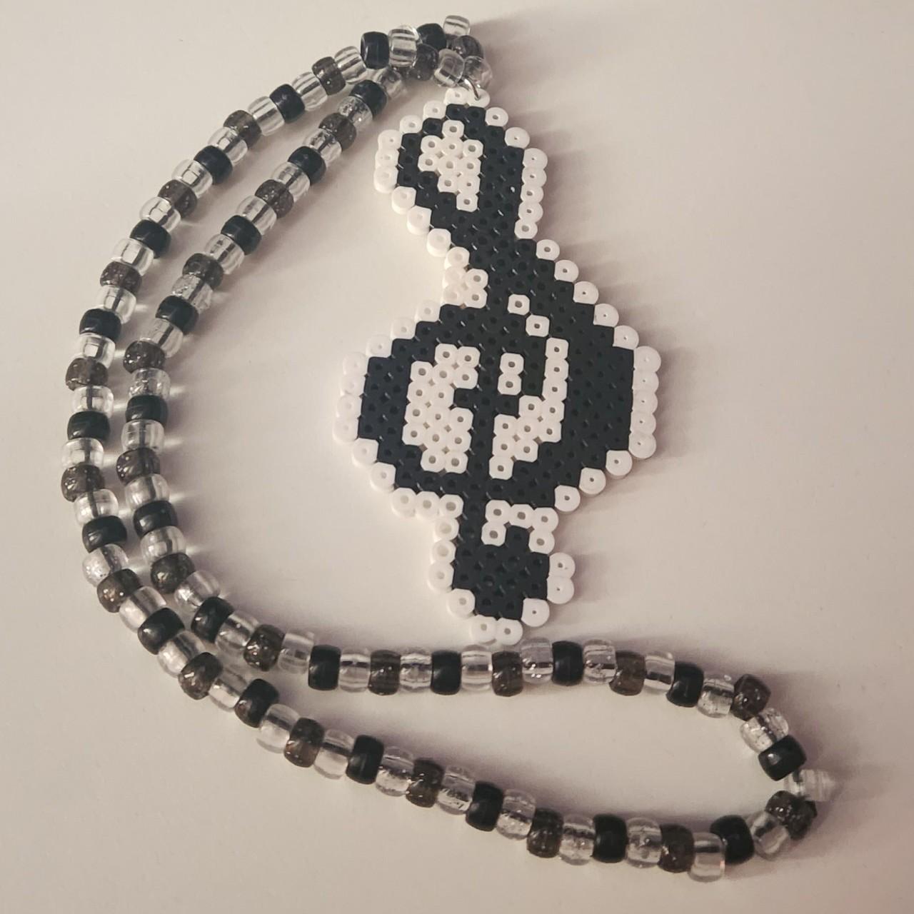 Black and white music note perler bead kandi... | Depop
