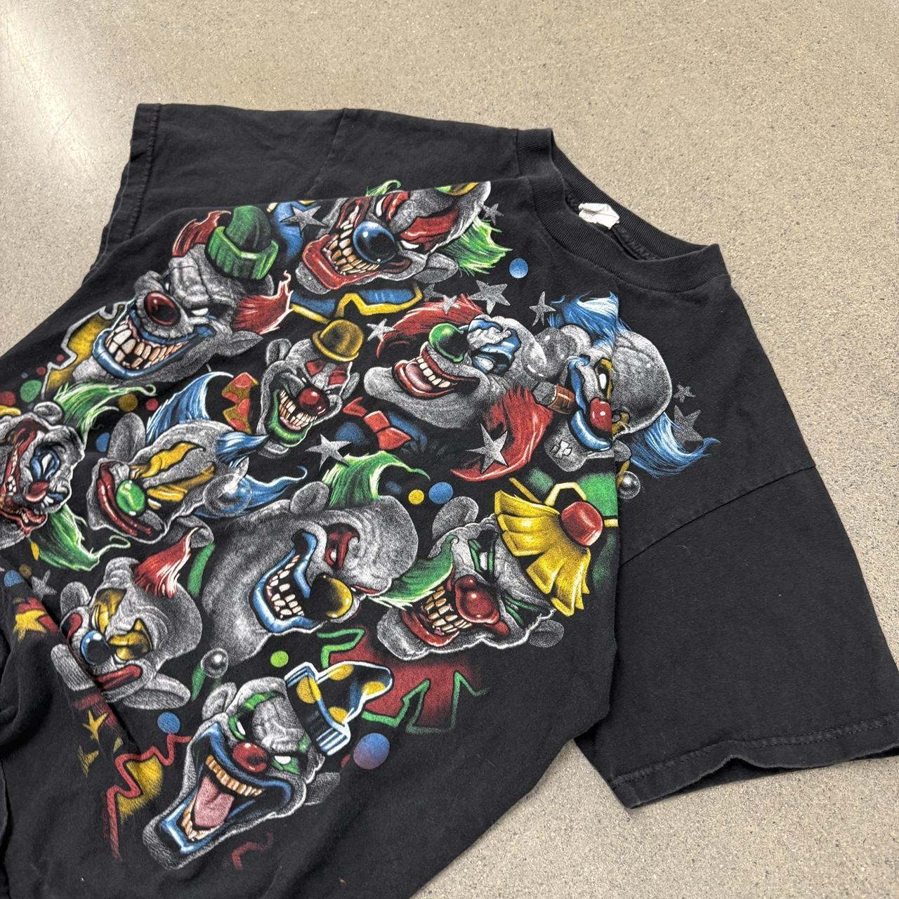 y2k clown aop graphic t-shirt medium #2000s #y2k... | Depop