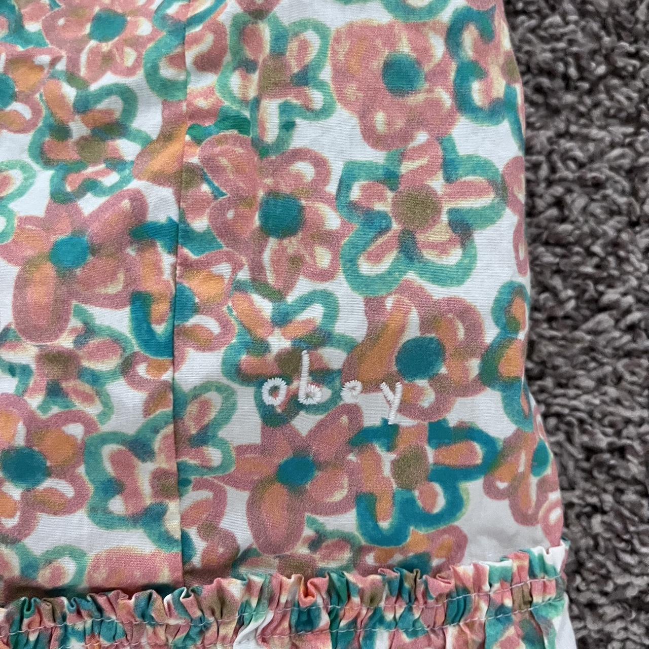 obey mini dress from brand OBEY pink and green... - Depop