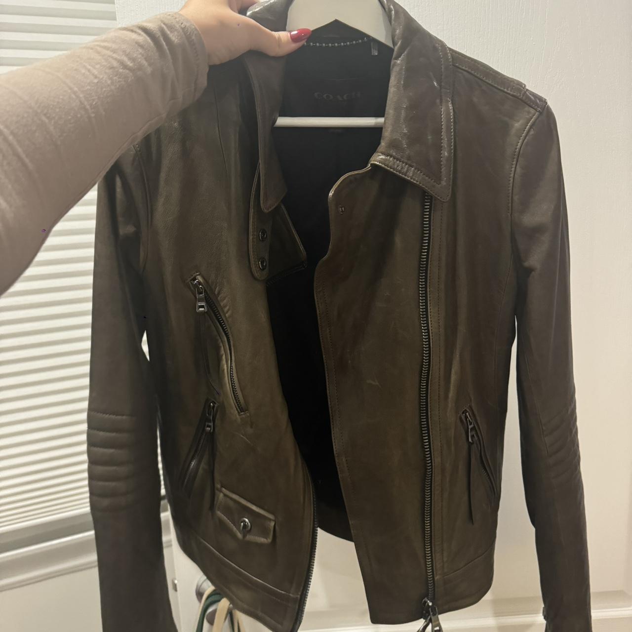 Coach brown leather jacket size medium Originally... | Depop