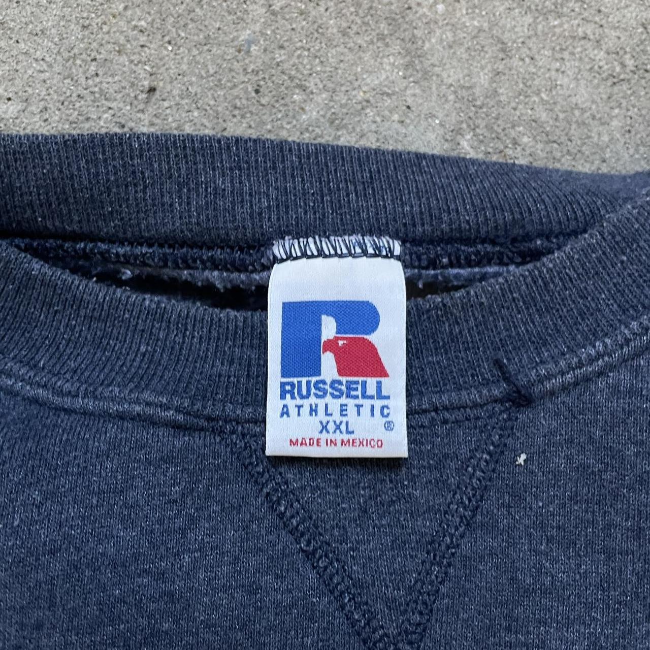 90s vintage navy Russell Athletic crewneck... - Depop