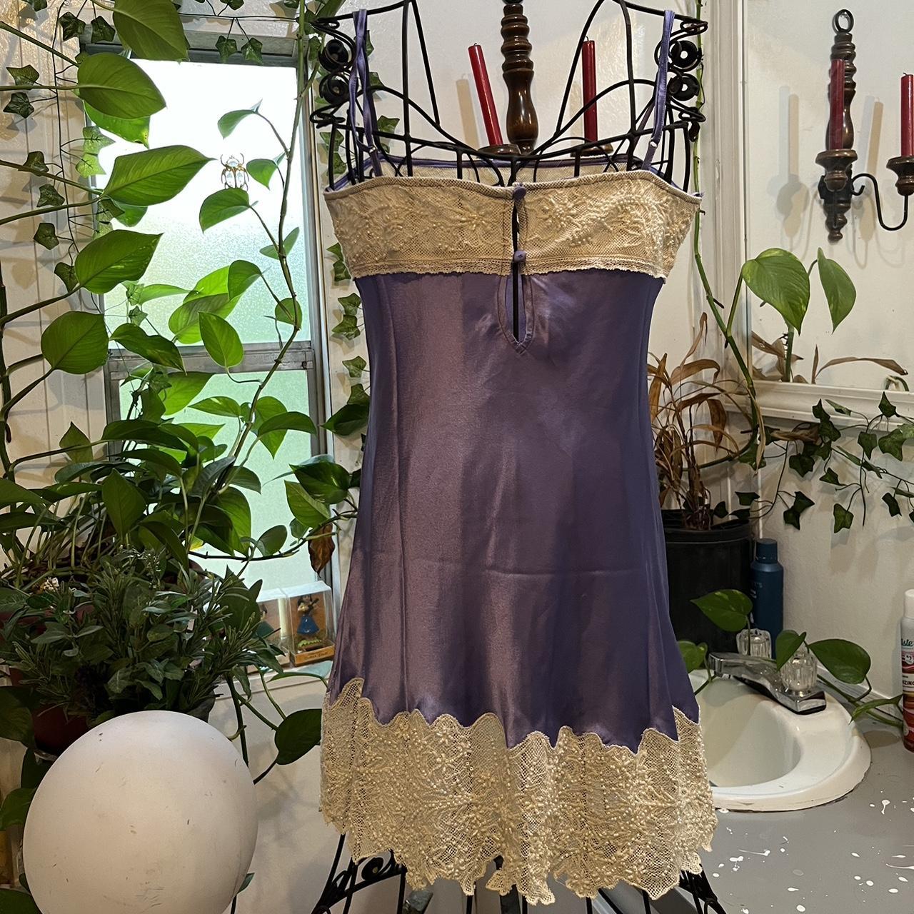 free people purple satin shapeless silhouette slip,... - Depop