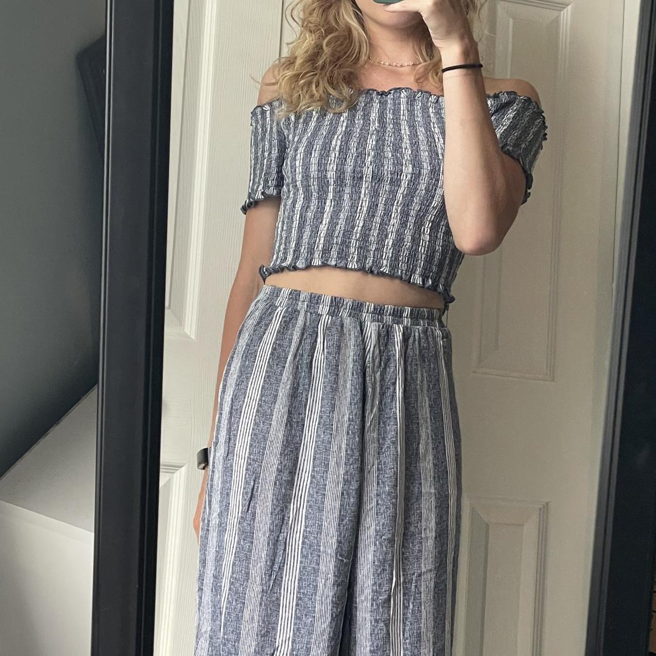 blue and white striped set🌊 so perfect for the... | Depop