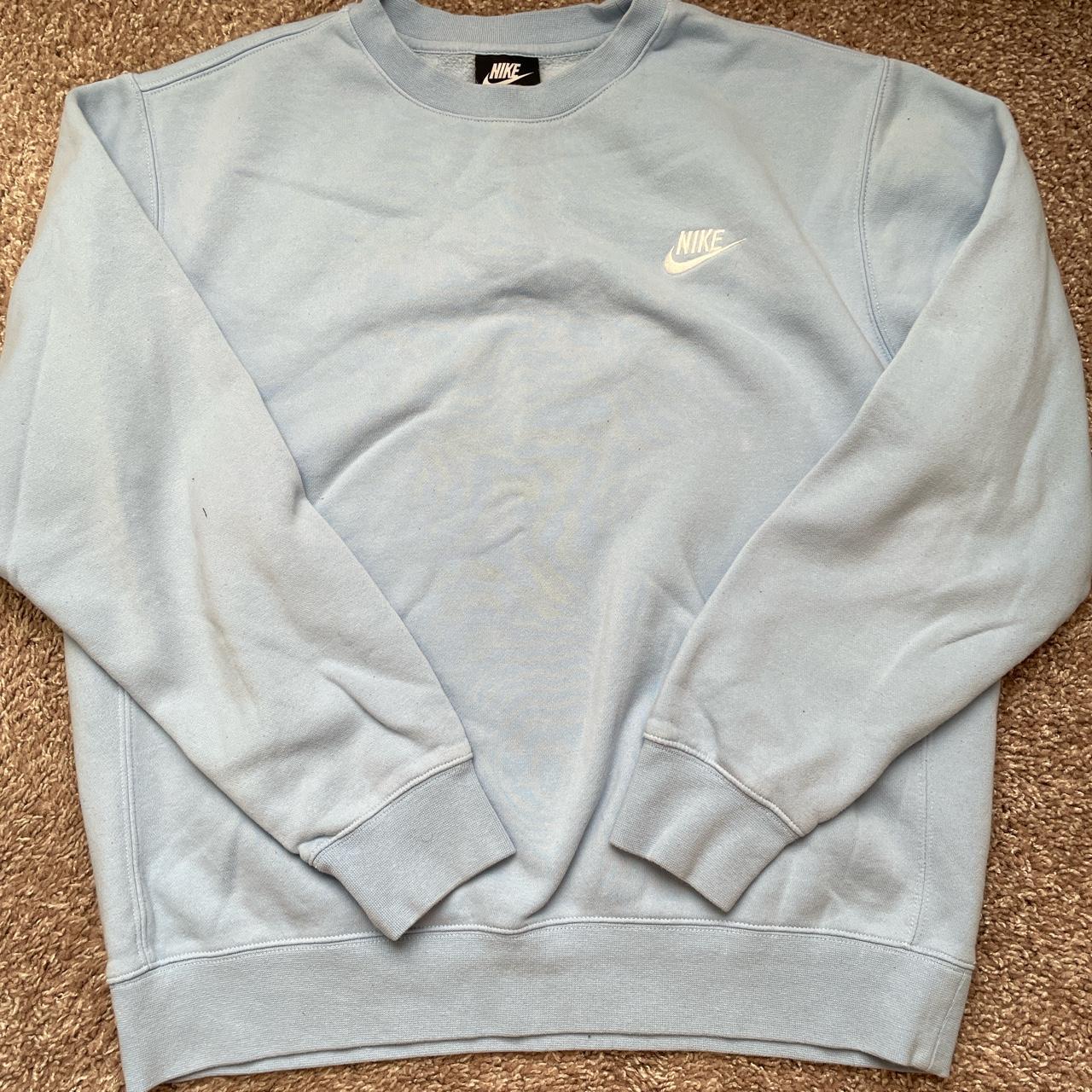 Blue Nike crewneck size medium small stain on front... - Depop