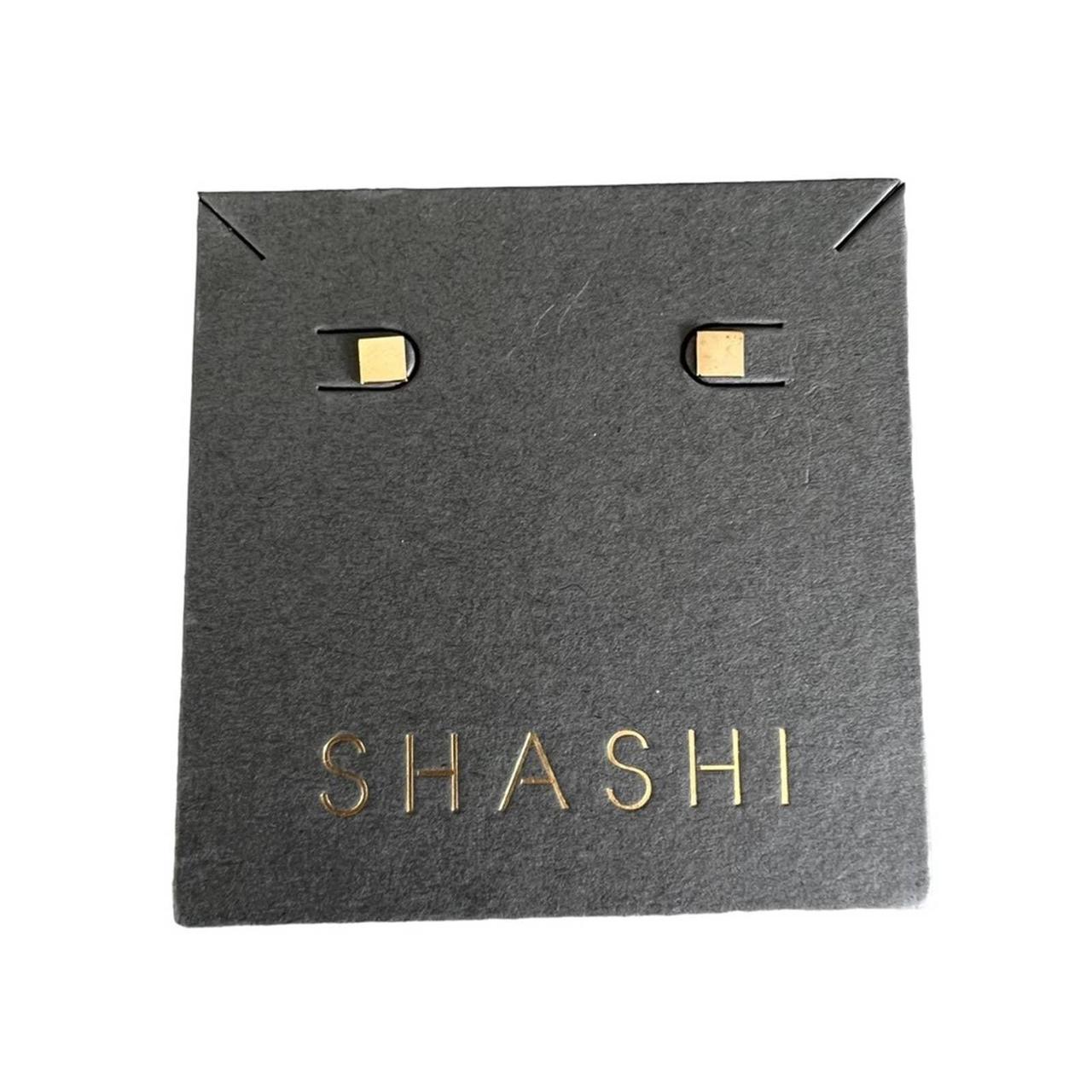 Revolve SHASHI Gold Dainty Square Stud Earrings.... - Depop