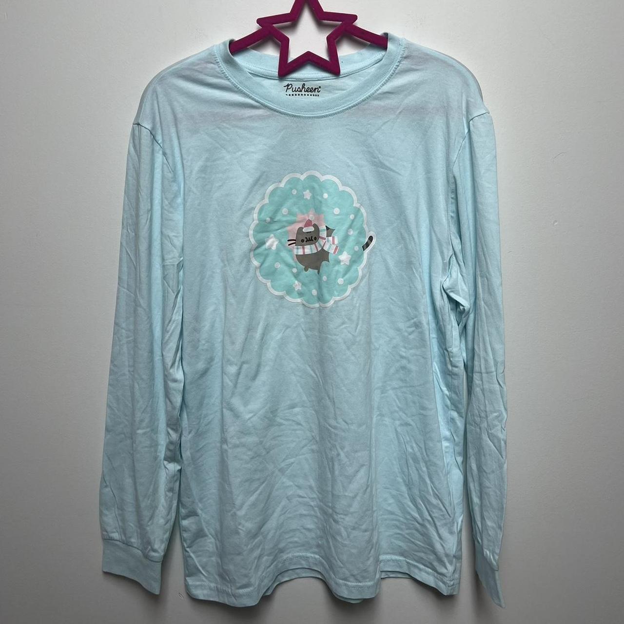 Blue Pusheen long sleeve festive shirt 🐈‍⬛ - only worn... | Depop