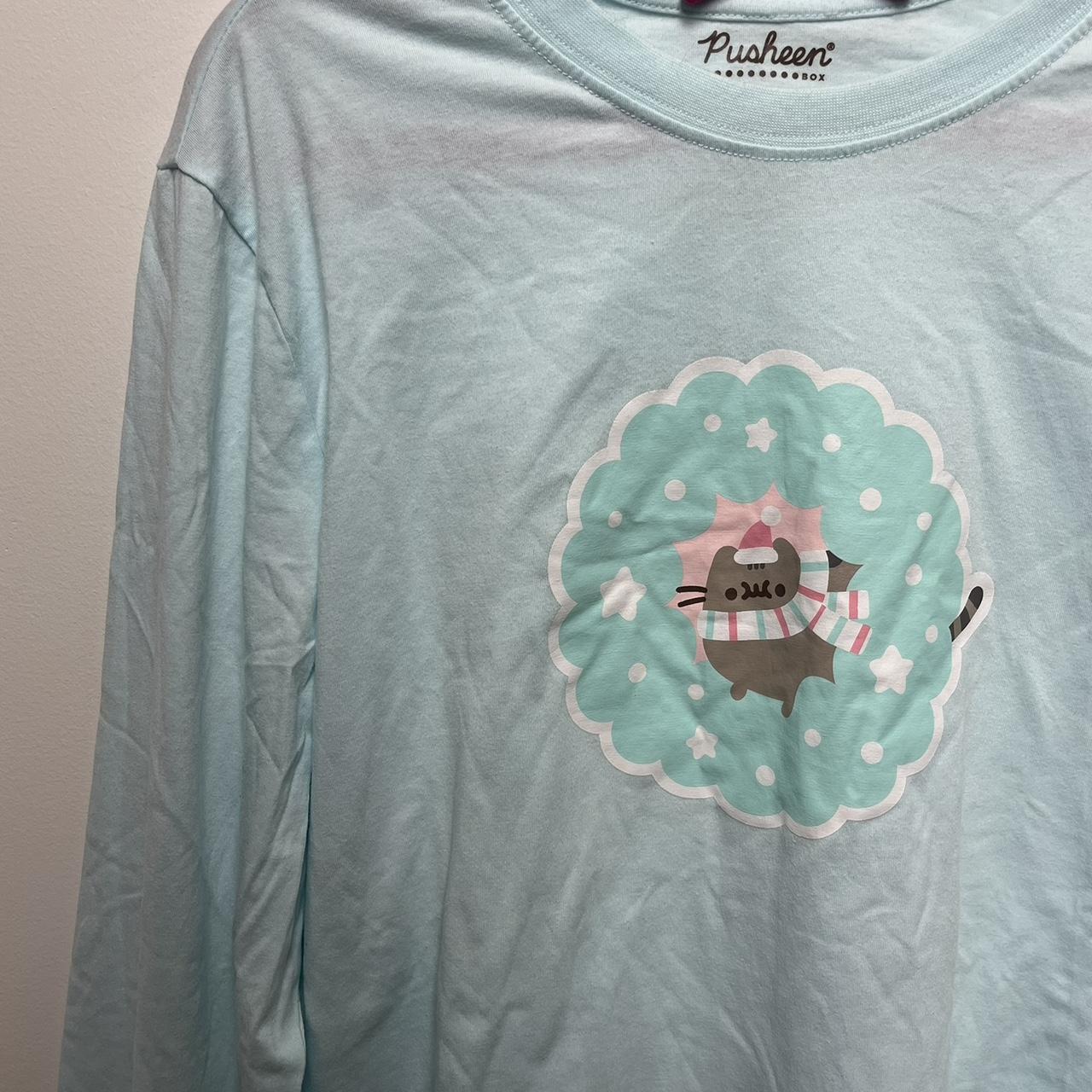 Blue Pusheen long sleeve festive shirt 🐈‍⬛ - only worn... | Depop