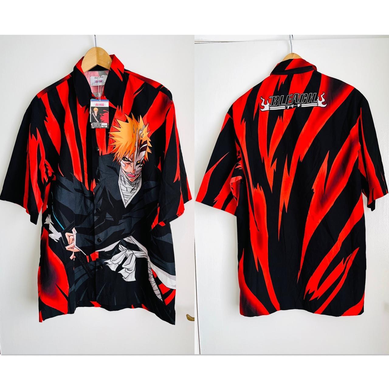 Bleach manga anime button Shirt Ichigo Kurosaki S... - Depop