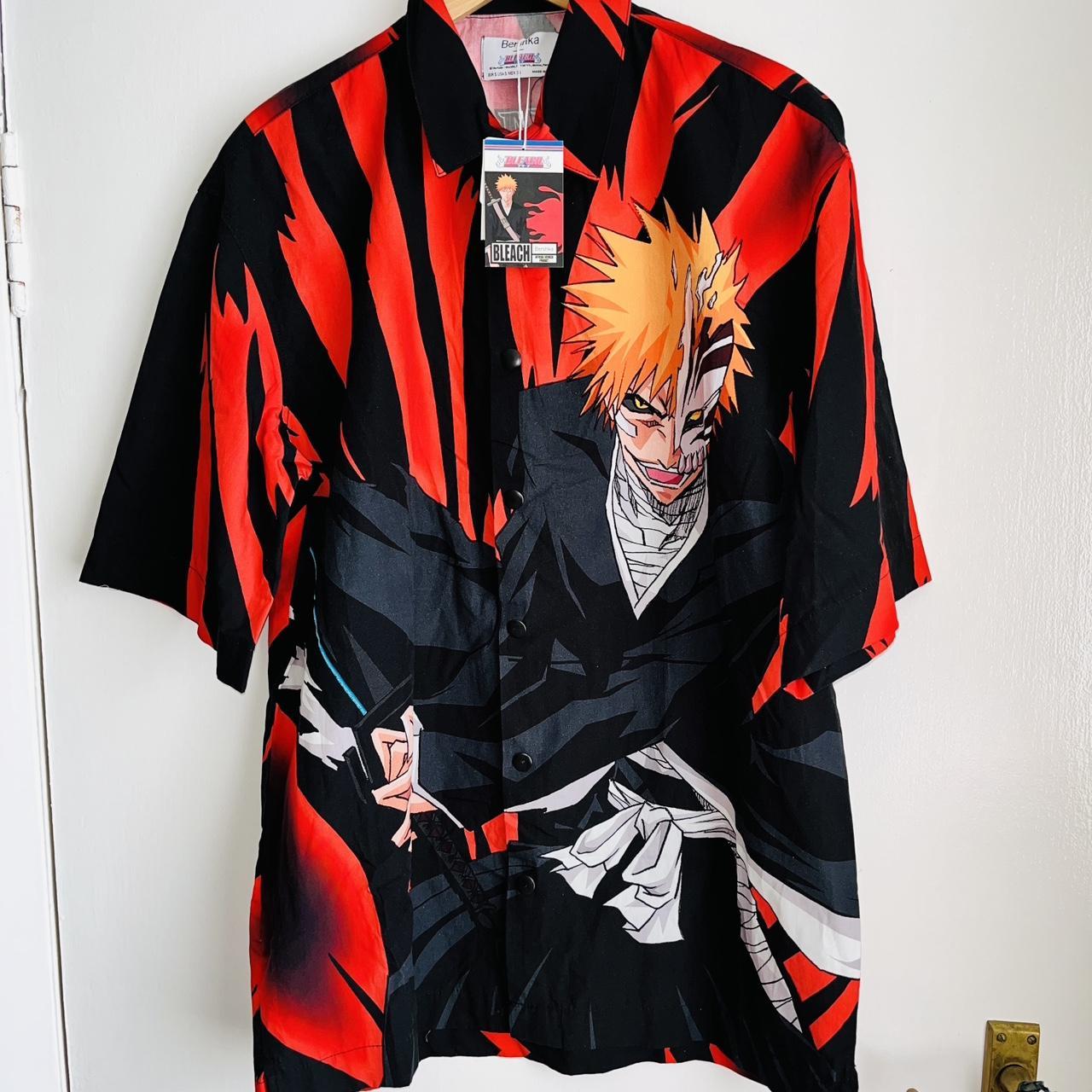 Bleach manga anime button Shirt Ichigo Kurosaki S... - Depop