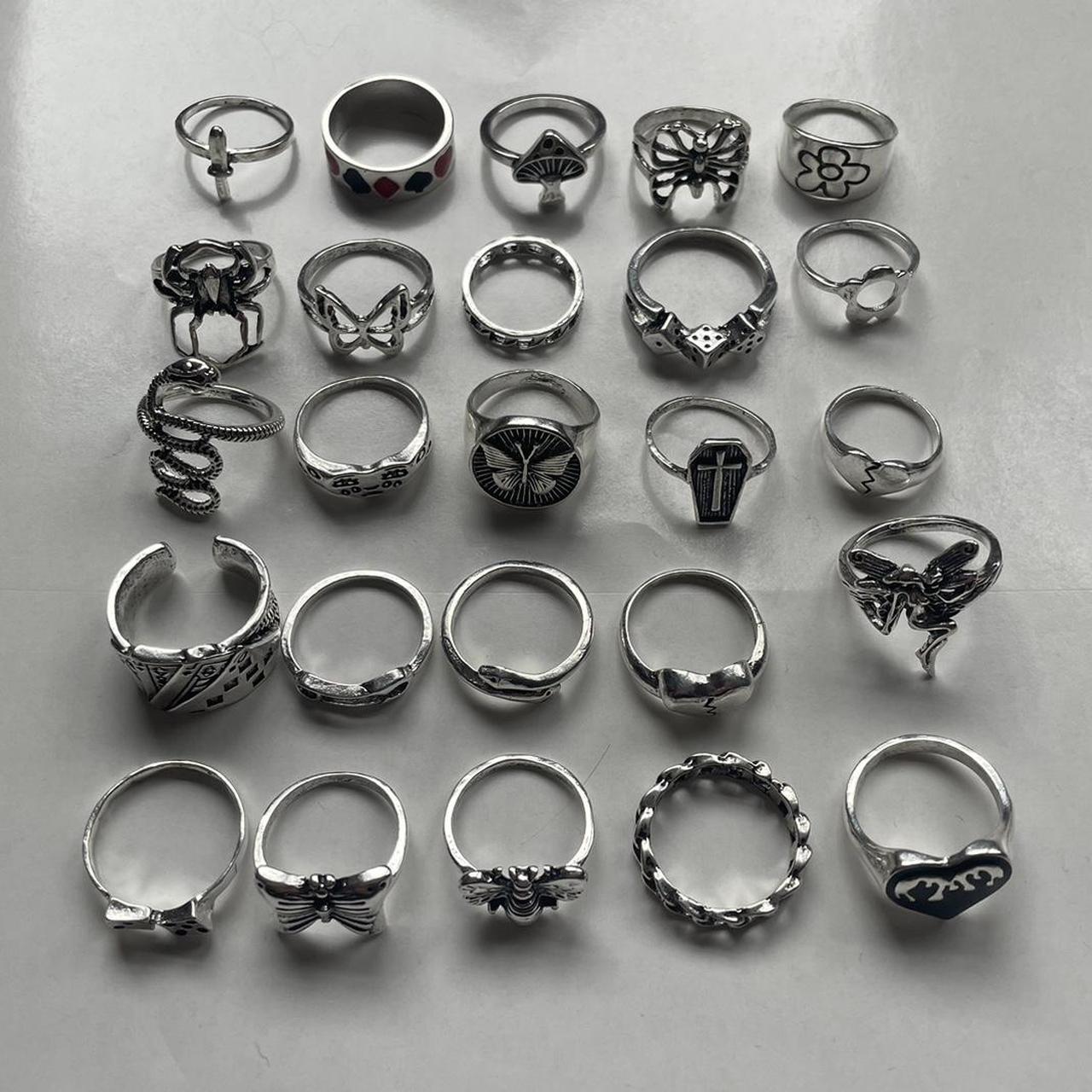 25pcs cool ring assortment sizes 6-9 Kylurs rings... - Depop