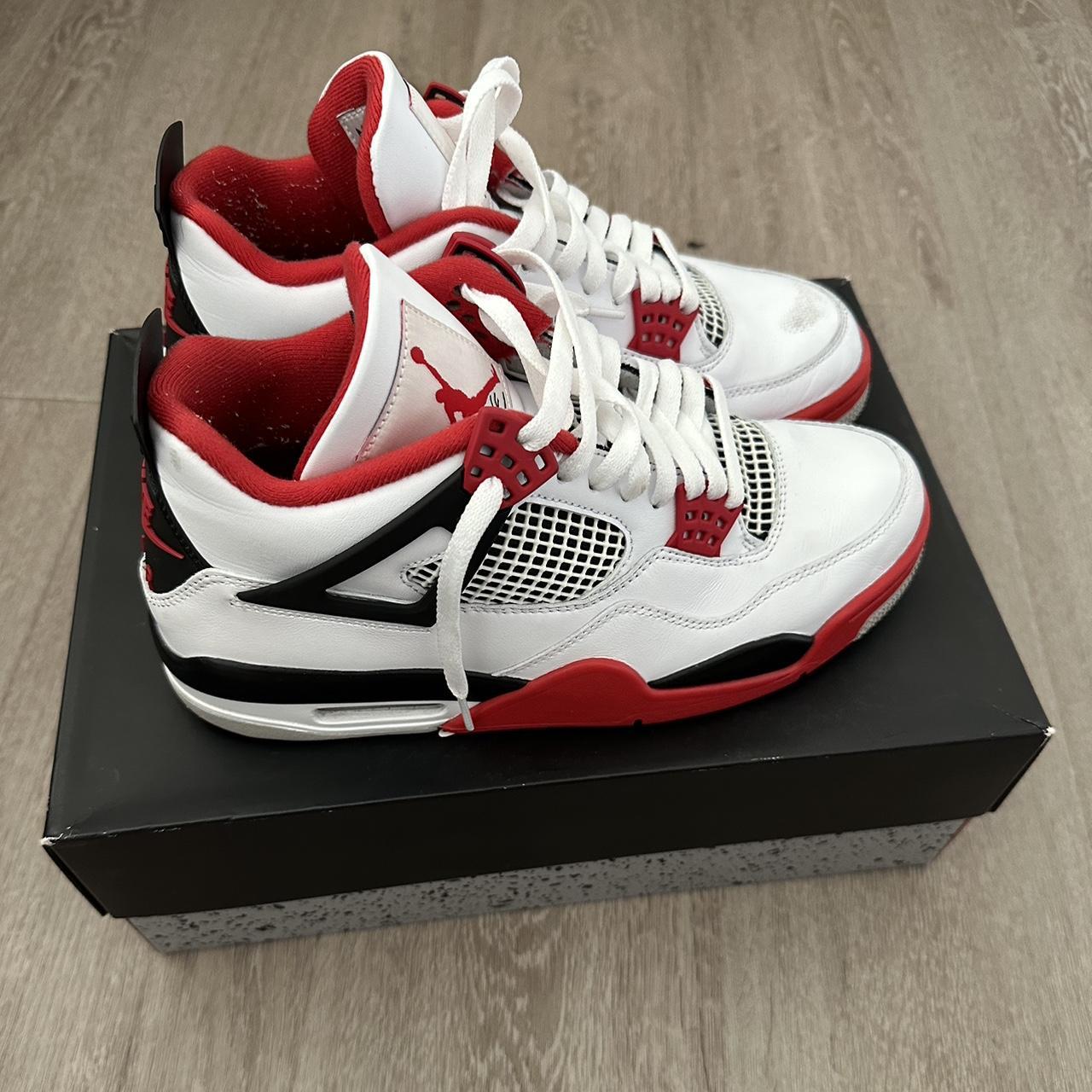 Jordan 4 fire reds Worn twice, washable scuff on... - Depop
