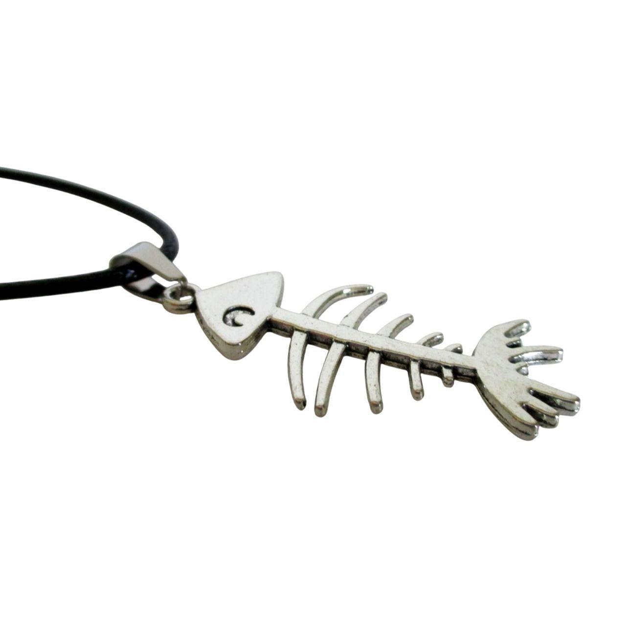 New Fishbone Bone Fish Pendant Necklace With 20" to... | Depop