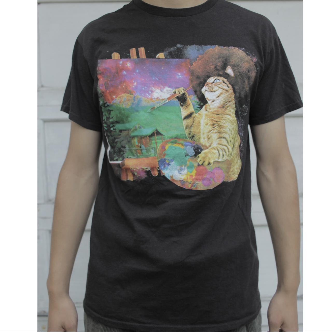 Cat Bob Ross Shirt Size: M #t-shirt #cat #bobross - Depop
