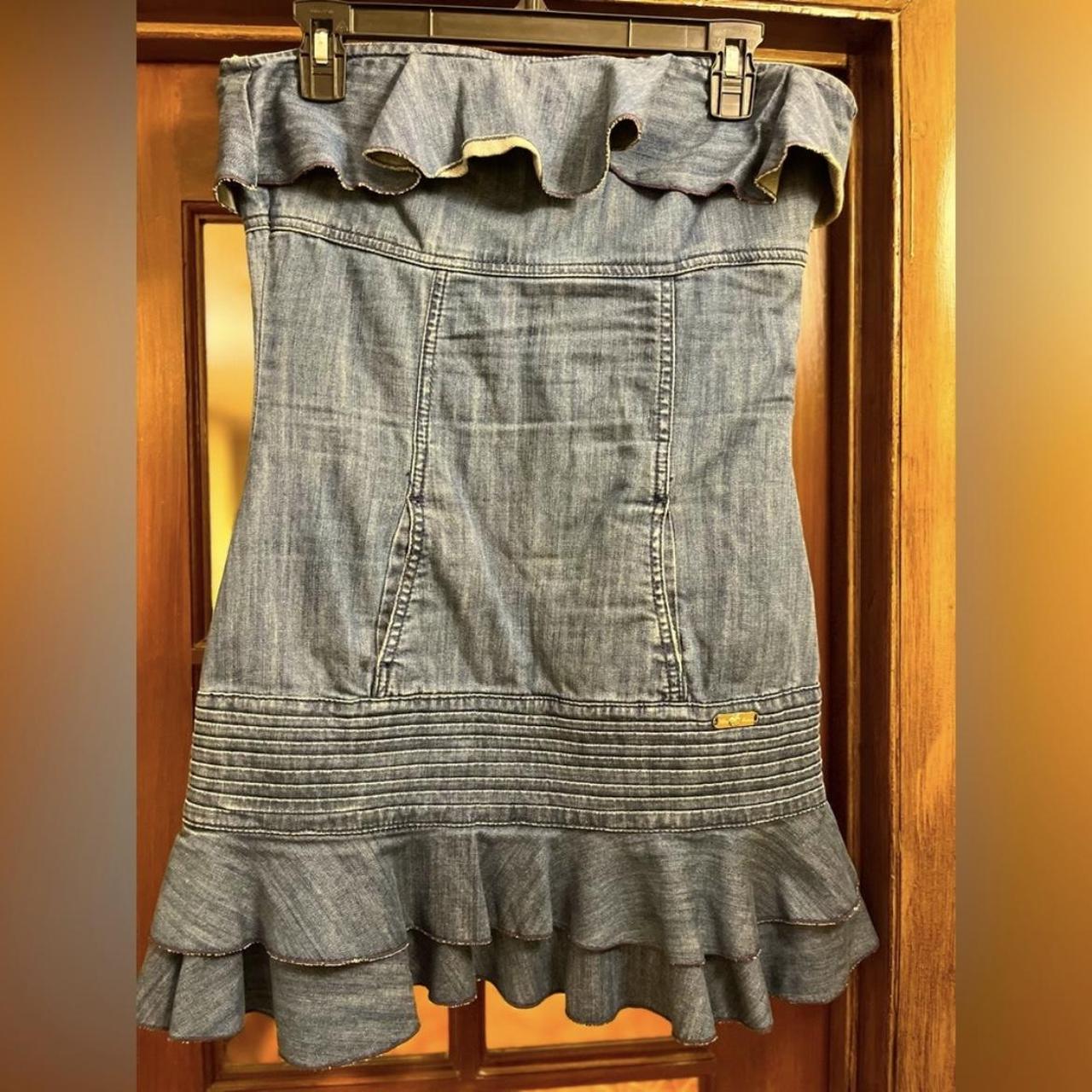 Apple Bottom Jean Strapless Denim Jean Size 3/4... - Depop