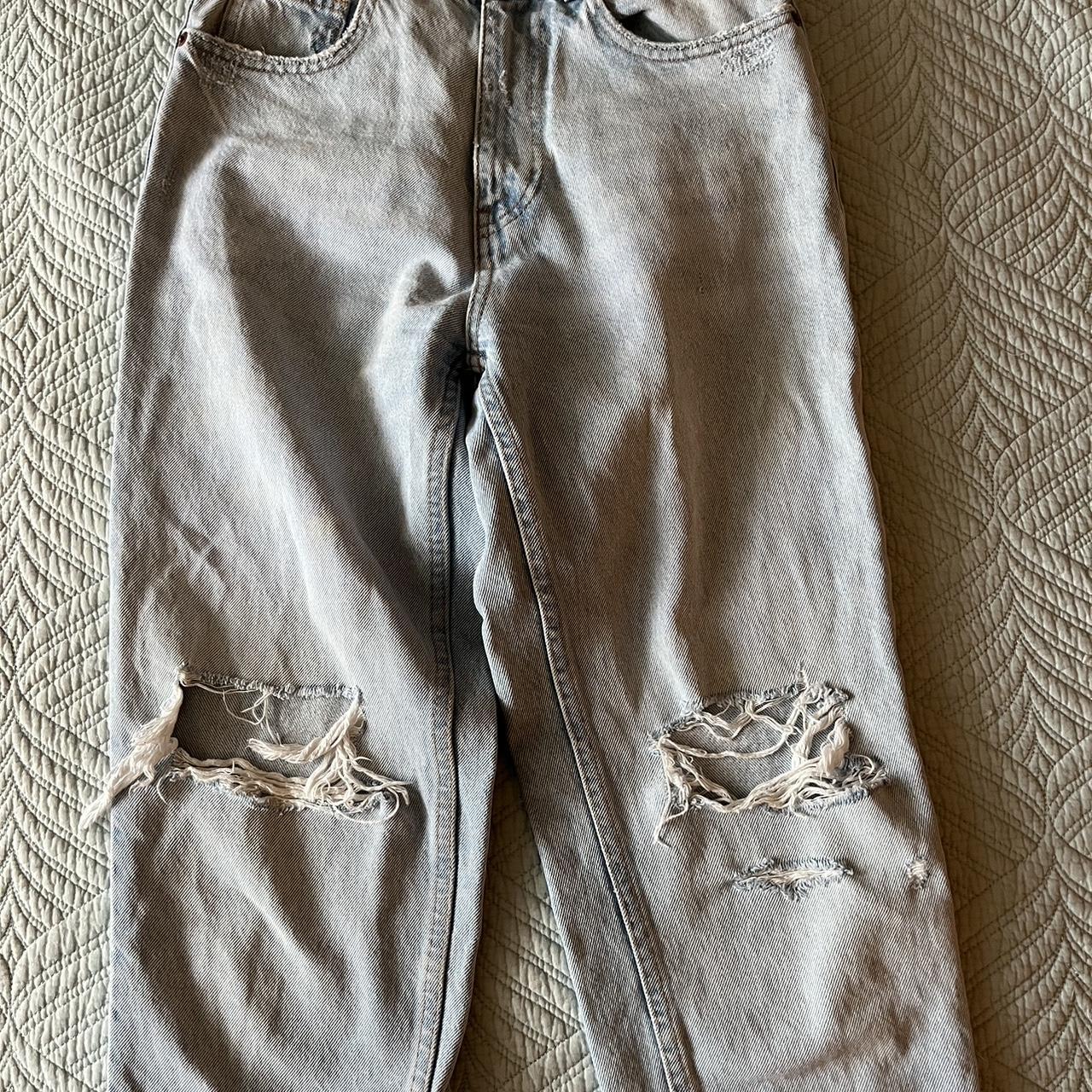 Zara Ladies Size 4 Distressed Washed Denim Blue... - Depop