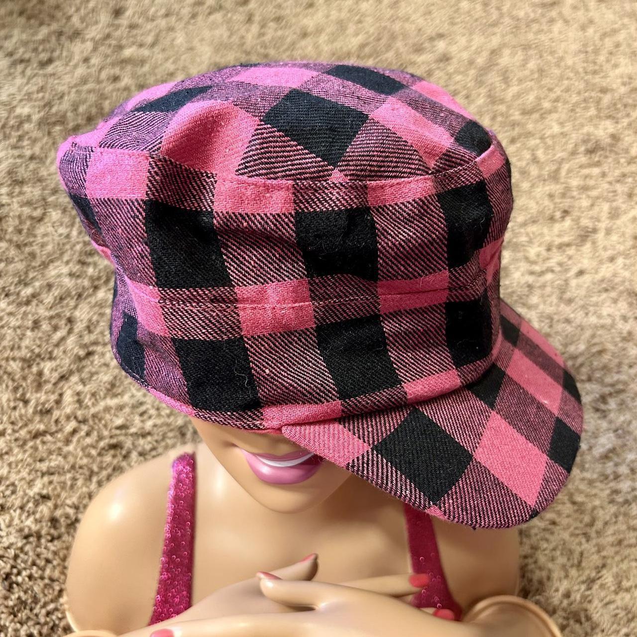 Pink & Black Plaid Y2K Newsboys Hat! 8in hat... - Depop