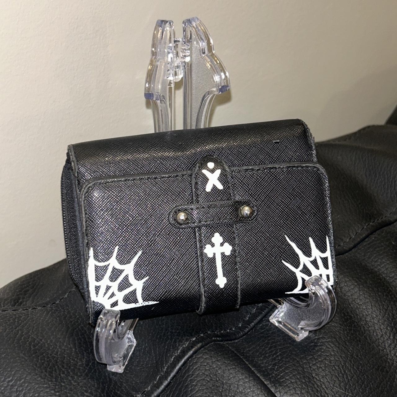 Black and white spider web wallet with cross #goth... | Depop