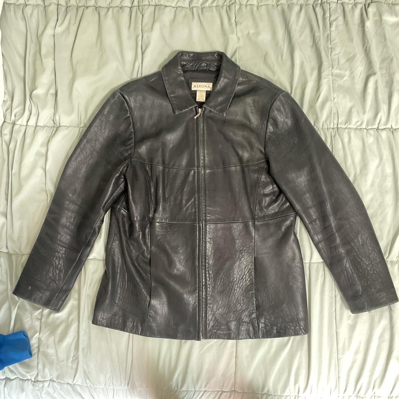 Merona black leather blazer jacket. Very soft... - Depop