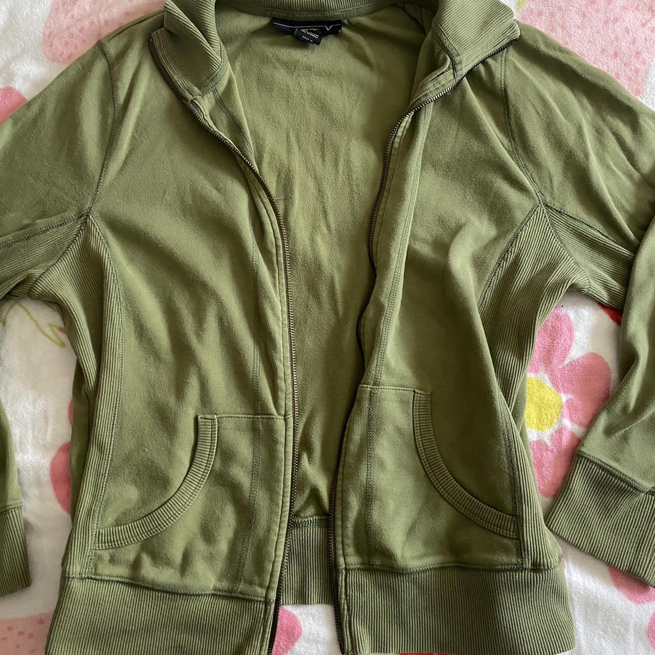 olive green zip up size 14/16 fits up to a large - Depop