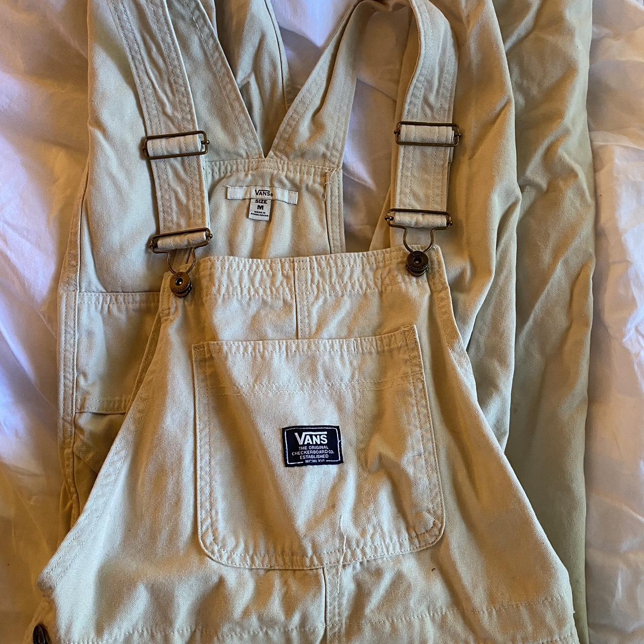 Vans canvas off white long overalls !! They fit so... - Depop