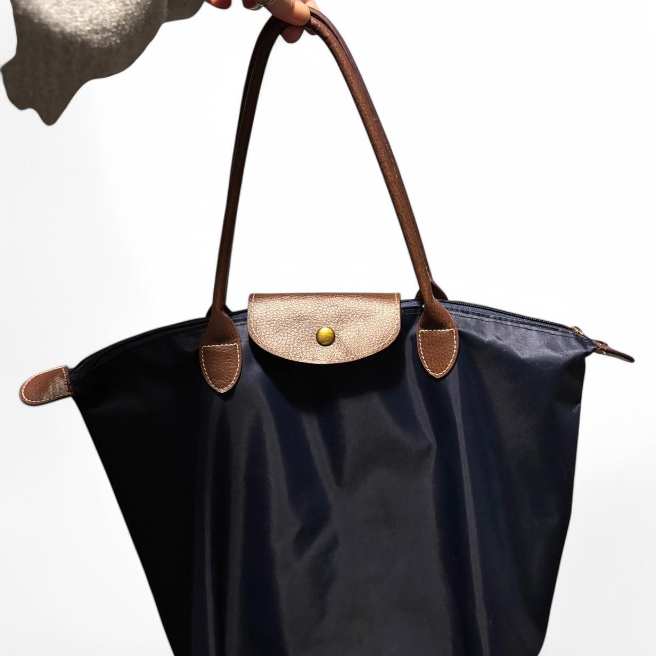 navy blue nylon *fake* Longchamp Le Pliage tote bag... | Depop