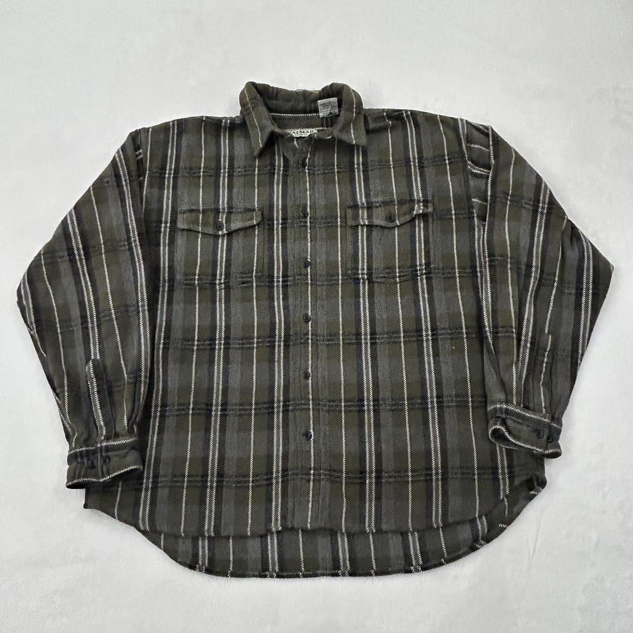 Palmar Clothing Olive Green Plaid Flannel Long... - Depop