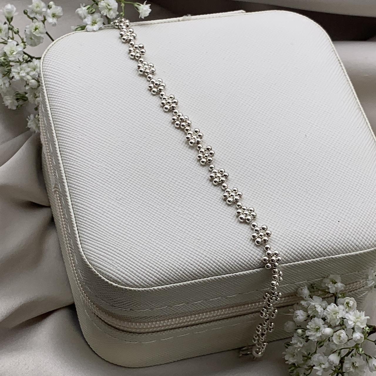 925 sterling silver daisy chain bracelet, gift for... - Depop