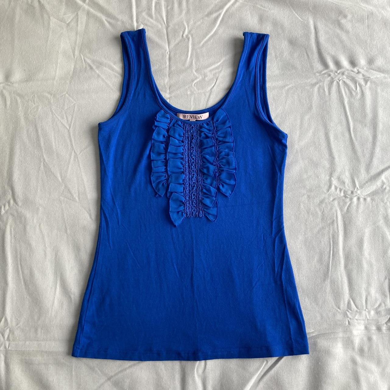 2000s bright blue tank top 💙 y2k inspired, cute... - Depop