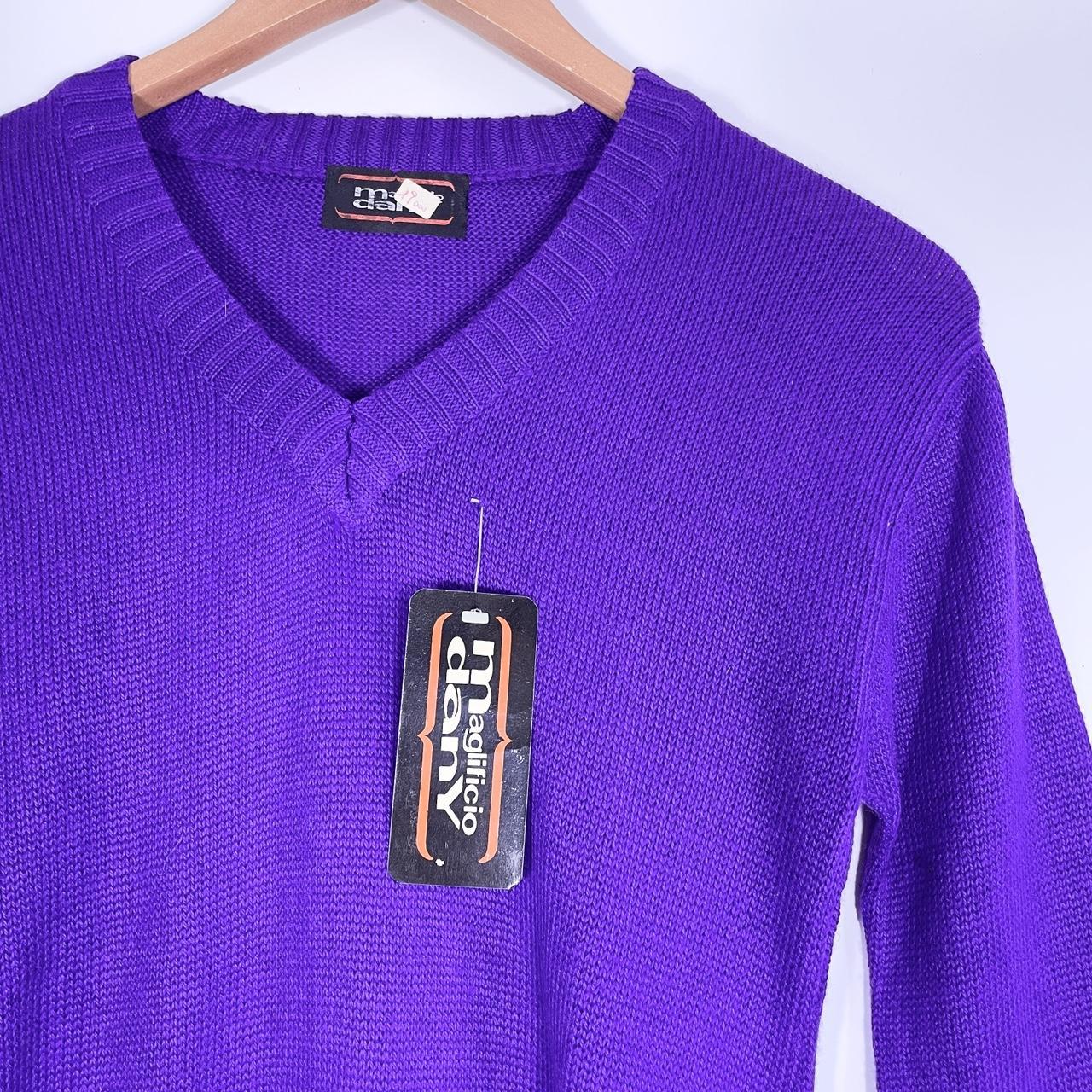Vintage Retro 60s 70s Jumper Knitted Bright Purple... | Depop
