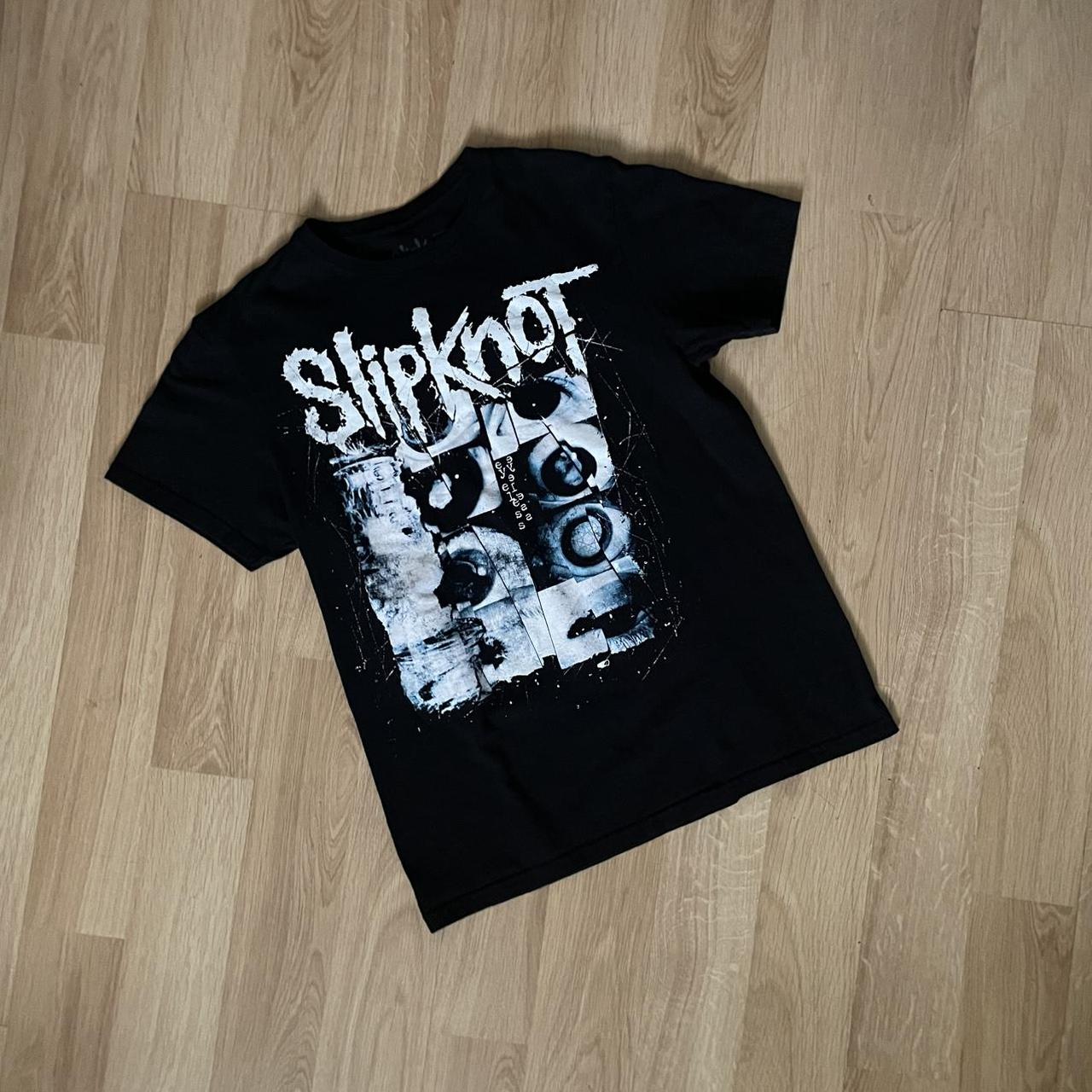 Vintage Black and white Slipknot band tee #bandmerch... | Depop