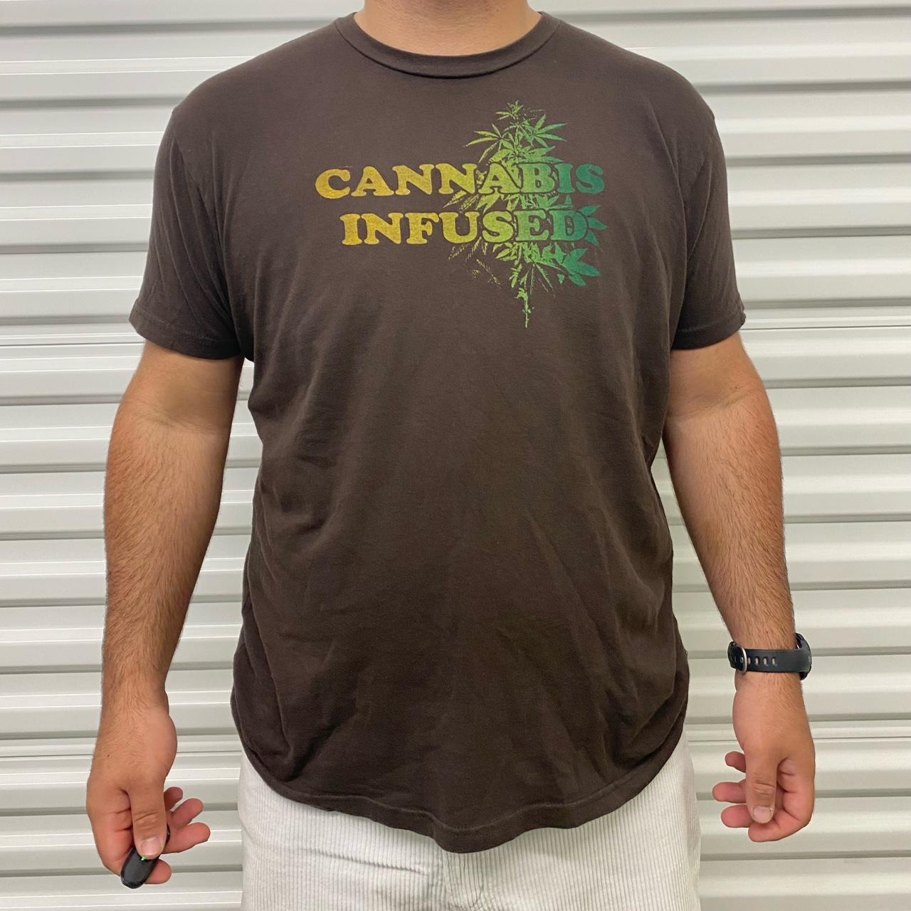 Wook y2k cannabis infused weed leaf graphic tee No... - Depop