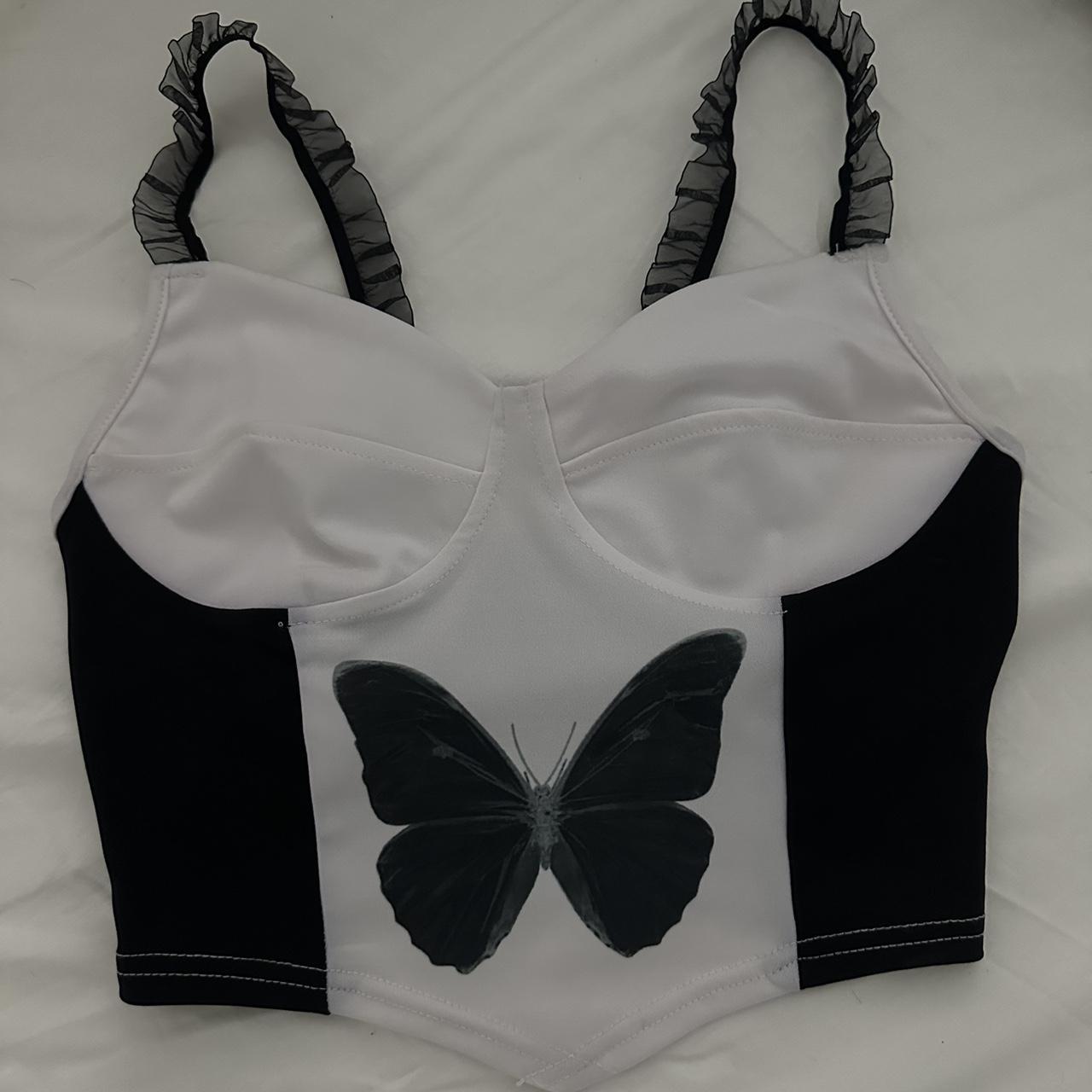 Small cute butterfly top, fits really good!... - Depop