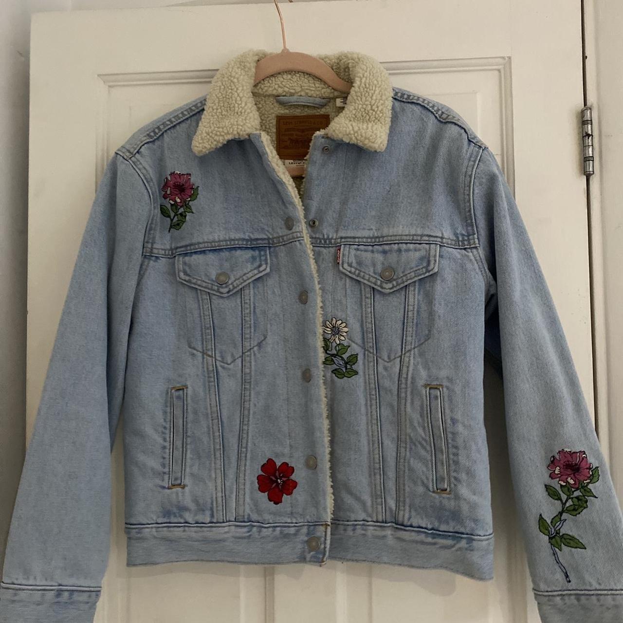 Levi’s embroidered flower jacket Super warm... | Depop