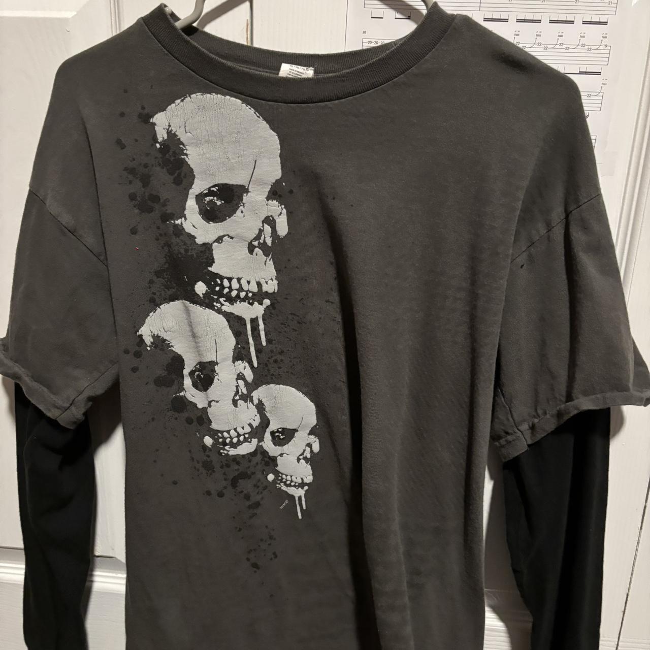 Vintage y2k rhinestone cross skull affliction... - Depop