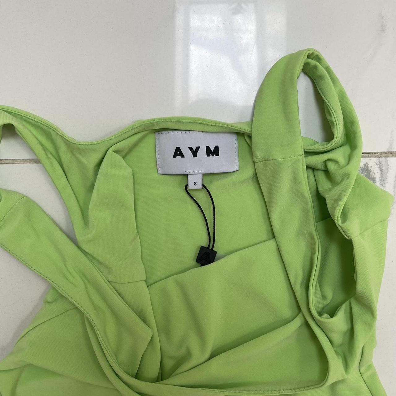 Lime green/neon yellow mini dress from AYM. Size S... - Depop