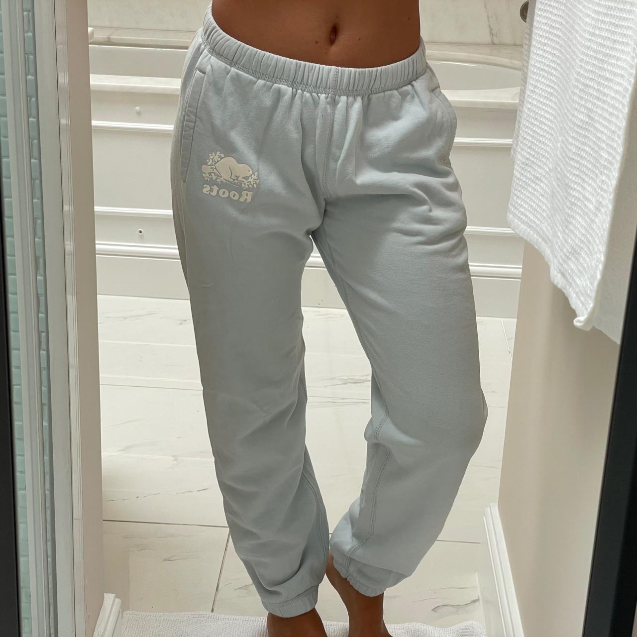 Roots baby blue trackies. Size S. Worn but in good... - Depop