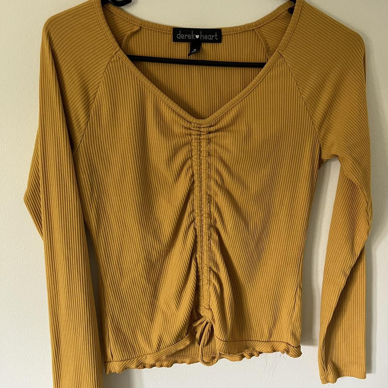 Yellow Front Drawstring Shirt Brand Derek... - Depop