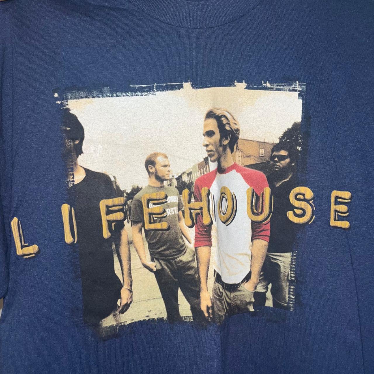 VINTAGE LIFEHOUSE NAVY T SHIRT . HANES . SIZE:... - Depop