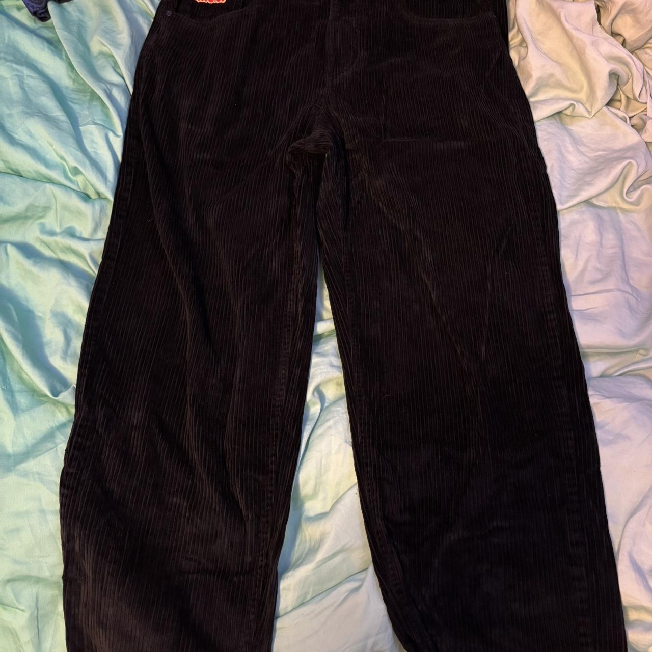 Black corduroy baggy empyres pants... - Depop